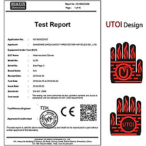 UTOI BBQ Grill Gloves, 1472°F Heat Resistant Barbecue Gloves Oven Mitts for Kitchen Garden BBQ Grilling and Outdoor Cooking Campfire, EN407 Certified, 1 Pair 13 inch Long Extra Forearm Protection