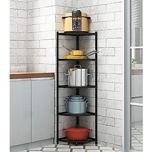 MAGCOLOR 5-Tier Kitchen Corner Shelf Rack, Free Standing Pot Rack for Organizer Stainless Steel Cookware Stand