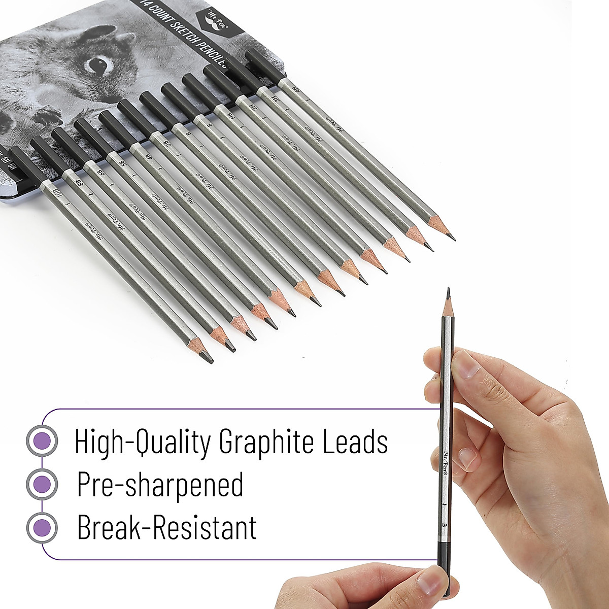 Mr. Pen- Sketch Pencils for Drawing, 14 Pack, Drawing Pencils, Art Pencils, Graphite Pencils, Graphite Pencils for Drawing, Art Pencils for Drawing and Shading