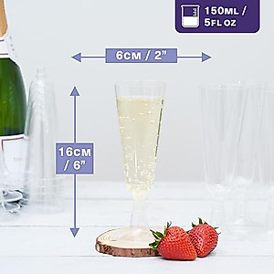 MATANA 48 Multi-Use Plastic Champagne Flutes, 5 Oz Clear Reusable Glasses for Toasting, Cocktails, Sparkling Wine at Weddings, Garden Parties