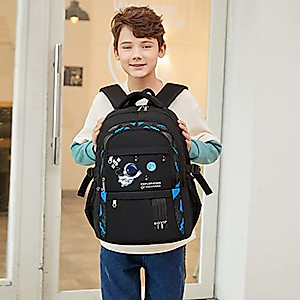 BOVIP Kids Backpack Astronaut Lightweight Preschool Kindergarten Backpack Bookbag for Toddlers Boys Girls Black