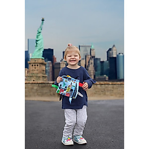 Baby Jack & Co 8x8” Learning Lovey NYC New York Tag Toys for Babies - Baby Crinkle Toys - Soft & Safe - Learn USA Cities and Shapes - Ideal Baby Toy & Gift BPA Free w/Stroller Clip