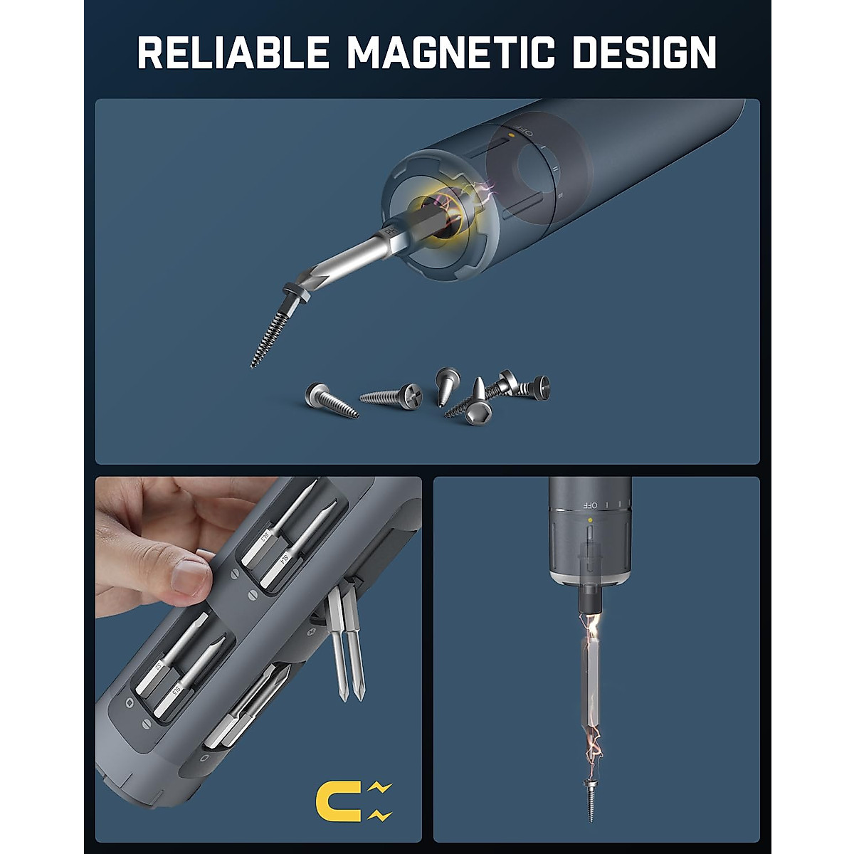 Fanttik S1 Pro 3.7V Electric Screwdriver, Power Screwdriver, 14 S2 Steel Bits, 3 Torque Settings, Max 6 N.m, 2000mAh Battery, LED Light, 1/4''Hex, Cordless Screwdriver for Furniture/Desktop Computer