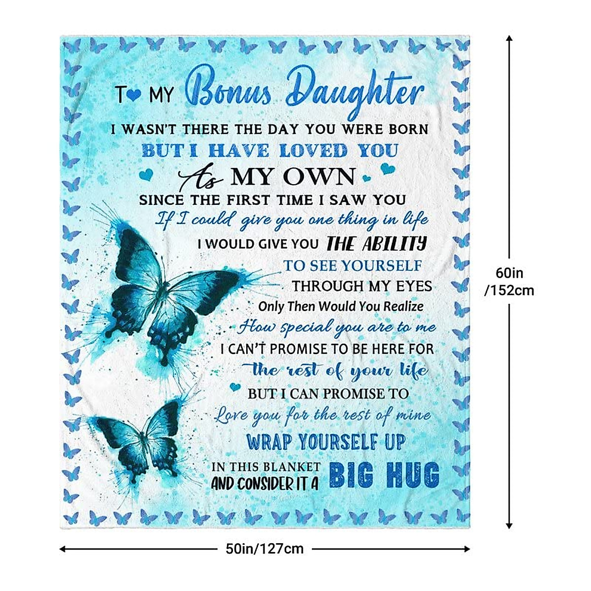 NIAXAYER Bonus Daughter Gifts Blanket from Bonus Mom Dad, Gift for Bonus Daughter for Birthday Christmas Graduation Day, Step Daughter Gifts from Stepparents Throw Blankets 50"x60"