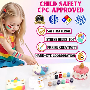 Jim&Gloria Paint Your Own Squishies, Jumbo Squishy Gifts for Girls and Boys 8 9 10 11 12 13 14, Arts and Crafts for Kids, Party Favors for Birthday, Valentines Gift for Kids, Pack of 3