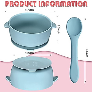 6 Set Baby Silicone Suction Bowls with Spoons BPA Free Baby Led Weaning Food Bowl Food Grade Toddler Food Storage Bowl Dishwasher Microwave Safe Feeding Set