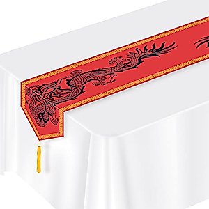 Beistle Printed Asian Table Runner,Red, Black, Gold