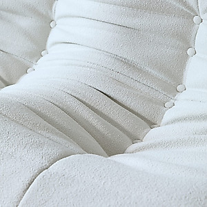 TIFLON Lazy Floor Sofa,Minimalist Sofa Couch,Teddy Velvet 3Seatert Sofa, Fireside Chair,Tatami Sofa,Corner Relax Sofa Couch for Living Room Bedroom Salon Office-Beige