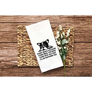 Every Snack You Make French Bulldog Flour Sack Kitchen Towel with Hanging Loop Funny Peeking Frenchie Dish Cloth Housewarming Hostess Birthday Christmas Gift