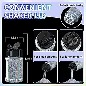Holographic Ultra Fine Glitter 50g Silver+50g Gold Fine Glitter 100g/3.52oz Sparkle Glitter Powder for Resin Tumbler Project and Craft Iridescent Glitter for Nail Art and Body Makeup
