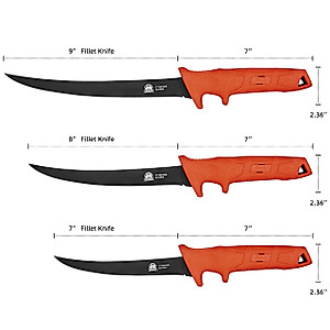 RUNCL Fillet Knife Fishing,Sharp 8Cr14MoV Stainless-Steel Blade with Corrosion Resistant Coating, 7"/8"/9" Professional Level Knives for Filleting and Boning, Non-Slip Handles（9 inch）