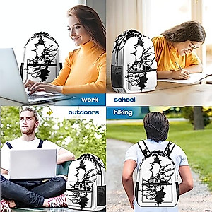 Genhuyiz Halloween Kids Backpack for School Trips and Outdoor Activities Halloween Horror Skeleton Decor 16 Inch Backpack for Boys and Girls