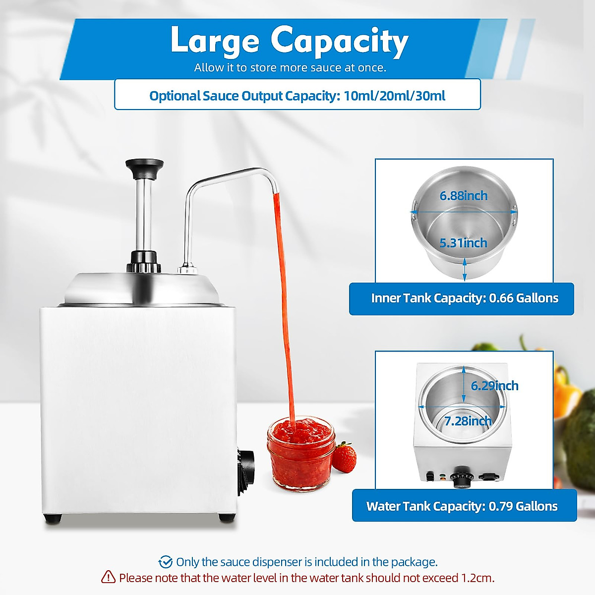 Cheese Warmer with Pump, 2.6Qt Nacho Cheese Warmer, 650W Hot Fudge Warmer with Pump 30-110℃ Temp Adjustable, Stainless Steel Hot Cheese Dispenser for Salad Jam Seasoning Sauce