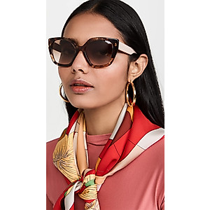 Prada Women's Oversized Angled Cat Eye Sunglasses, Caramel Tortoise/Brown Gradien, One Size