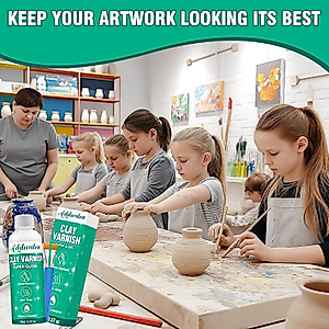 Addurden Air Dry Clay Varnish with 2 Brushes, Acrylic Varnish, Air Dry Clay Glaze, Glaze for air Dry Clay, Ceramics, Oil Painting, Wood, Waterproof, Preventing Crazing & Yellowing (Varnish-60ml)