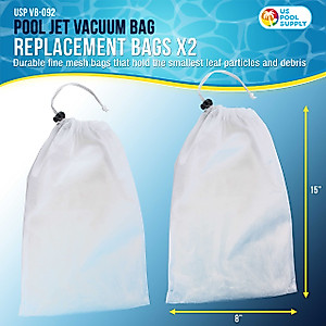U.S. Pool Supply Replacement Pool Jet Vacuum Bag, 2 Pack - Universal Fit Leaf and Debris Collection Bags - Also Fits VC-358 Deluxe Jet Pool Vacuum Underwater Cleaner - Pool Maintenance