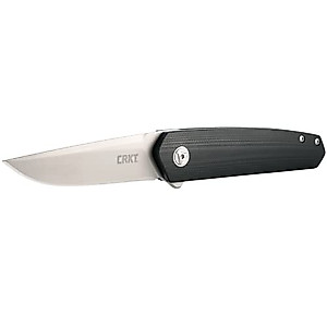 CRKT Cuatro Folding Carry Knife: Plain Edge Folder with Liner Lock - Everyday Carry Folded Knife with IKBS Ball Bearing Pivot System and G10 Handle 7090
