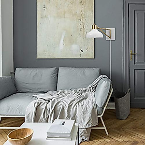 Globe Electric 51344 1-Light Plug-in or Hardwire Swing Arm Wall Sconce, White, Brass Accents, White Cloth Cord, Wall Lighting, Wall Lights for Bedroom, Kitchen Sconces Wall Lighting, Home Décor