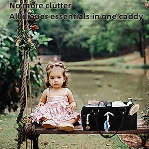 XUANGUO Baby Diaper Caddy Organizer for Girl Boy Large Nursery Storage Bin Basket Portable Holder Tote Bag for Changing Table and Car Baby Shower Gifts Newborn Baby Registry Must Haves Items black