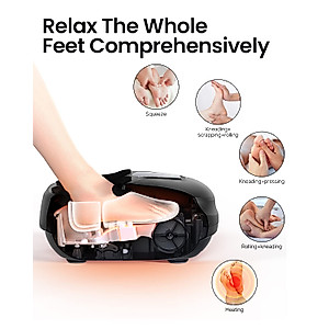 RENPHO Shiatsu Foot Massager with Heat,Electric Foot Massager for Circulation and Pain Relief with Remote,Deep Kneading,Squeezing,Size up to 12