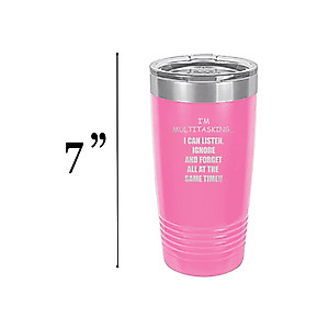 Rogue River Tactical Funny Sarcastic Office Work 20 Oz. Travel Tumbler Mug Cup w/Lid Vacuum Insulated Hot or Cold Multitasking (Pink)