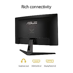 ASUS TUF Gaming 27" 1440P HDR Curved Monitor (VG27WQ1B) - QHD (2560 x 1440), 165Hz (Supports 144Hz), 1ms, Extreme Low Motion Blur, Speaker, FreeSync Premium, VESA Mountable, DisplayPort, HDMI , BLACK