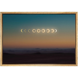 SIGNWIN Framed Canvas Wall Art Moon Phase Aerial Astronomy & Space Expressive Global Moon Multicolor Photography Realism Warm - 16"x24" Natural