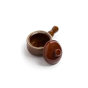 Fox Run 349 Run French Onion Soup Bowl with Lid, 4.75 x 7.75 x 4 inches, Brown