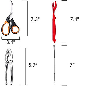 Artcome 13 Piece Seafood Tools Set for 3 People including 3 Crab Crackers, 3 Lobster Shellers, 3 Seafood Forks, 3 Seafood Scissors and 1 Storage Bag