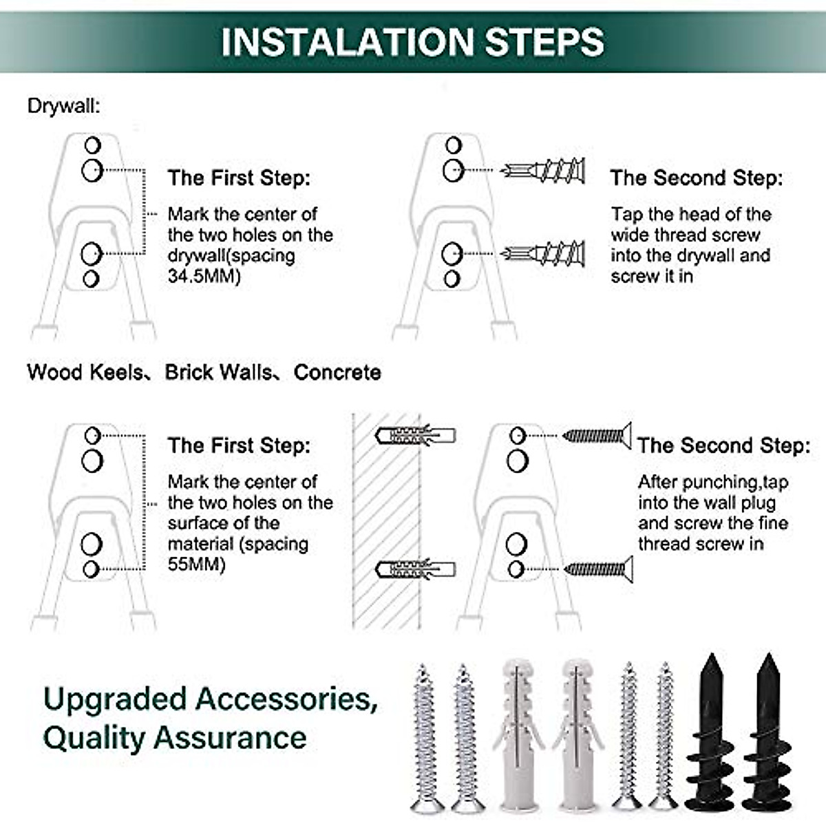 Garage Hooks Heavy Duty, 12 Packs Steel Garage Storage Hooks, Wall Mount Utility Hooks with Anti-Slip Coating, Tool Organizer for Power Tools, Ladders, Bikes, Garden Yard Tool Organizer for Garage