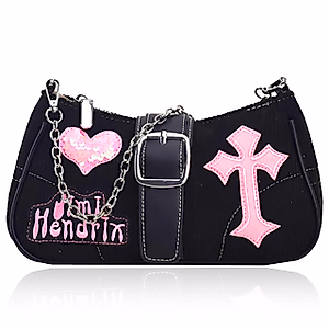 JeVenis Black Pink Y2K Purse Y2K Tote Bag Punk Gothic Tote Purse Y2k Crossbody Bag Y2k Shoulder Bag for Womens Girl
