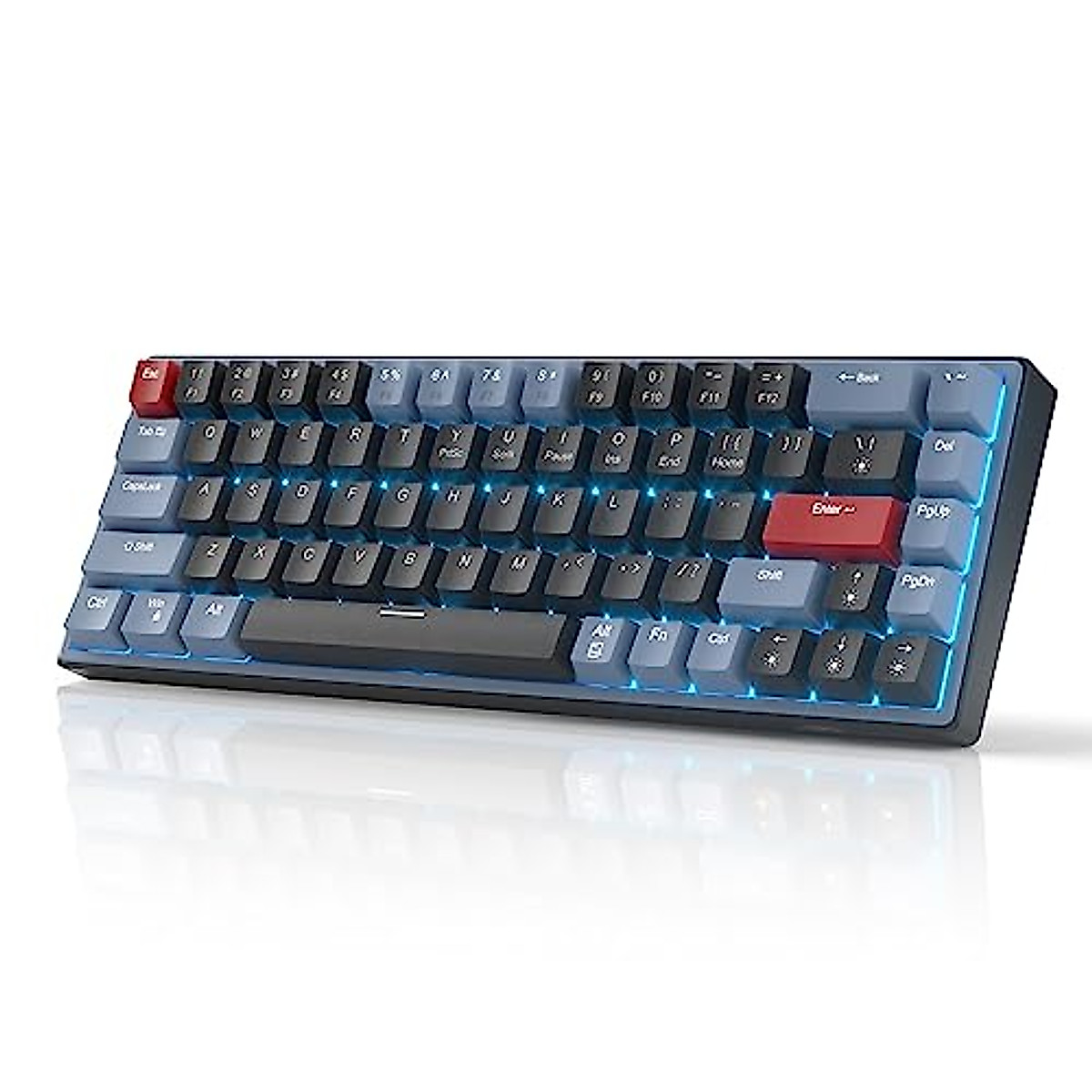 MageGee 60% Mechanical Gaming Keyboard, 68 Keys Hot-Swappable Compact Blue LED Backlit Gaming Keyboard, SKY68 Wired Ergonomic Mini Office Keyboard for Windows PC Gamer (Red Switch, Blue & Black)