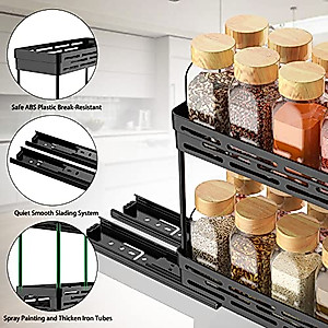 2 Packs Pull Out Spice Rack Organizer for Cabinet, Durable Slide Out Spice Racks Organizer, Easy to Install Spice Cabinet Organizers, 4.33''Wx10.43''Dx7.87'H, 2 Tier - Each Tier Can Hold 10 Spice Jars