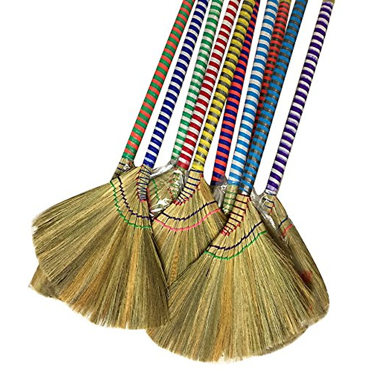 掃把Anti-static Choi Bong Co Vietnam Hand Made Straw Soft Broom Colored Handle 12" Head Width, 40" Overall Length 2-PC