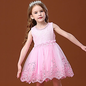LZH Baby Girls Dress Formal Gowns Pageant Birthday Lace Wedding Dress Toddler