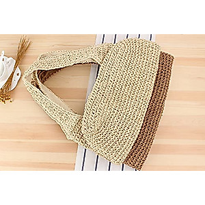 Naimo Women Straw Beach Shoulder Bag Woven Tote Handbag Large Handmade Weaving Summer Casual Hobo Bag