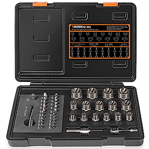 THINKWORK Damaged Screw Extractor Set, 2-21mm, 39-Piece Bolt Extractor Kit, Easy Out Bolt Extractor Set, Impact Bolt & Nut Remover Set for Damaged, Frozen, Rusted, Rounded-Off Bolts, Nuts & Screws