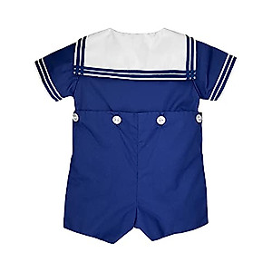 Petit Ami Baby Boys’ 2 Piece Nautical Bobby Suit with Collar, 18 Months, Navy