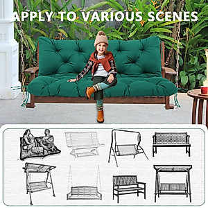 Porch Swing Cushions Waterproof Outdoor Swing Cushions 2-3 Seater Thicken 5" Dark Green Patio Swing Cushion with Backrest 60 ×40" Swing Replacement Cushion for Outdoor Furniture