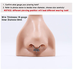 FANSING 16g Halloween Septum Hoop 316L Surgical Steel Daith Earrings 8mm Septum Clicker 16 Gauge Septum Jewelry 8mm Septum Nose Rings