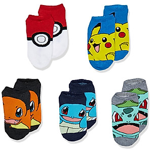 Pokemon Boys 5 Pack No Show Socks