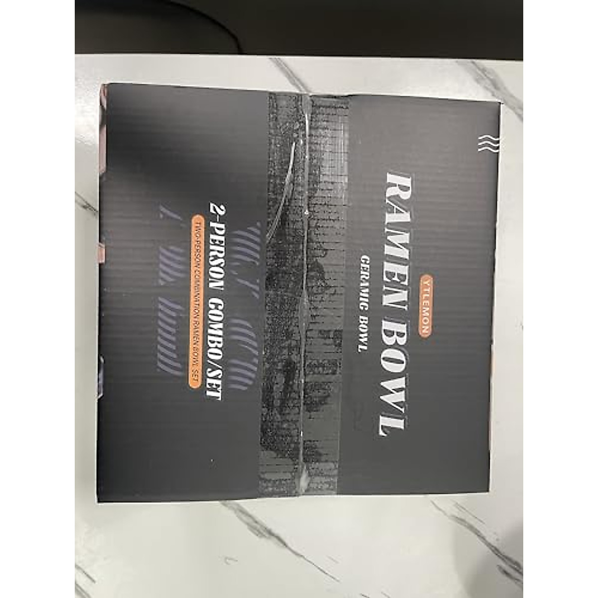 YTLEMON Ramen Bowls Set of Ceramic, 2 Sets of 34 Ounces Large Japanese Serving Bowls with Chopsticks and Spoons Forks, Dinnerware for New Apartments Suitable as Housewarming Gifts (A: Blue)