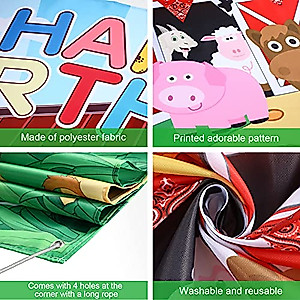 Tatuo Farm Birthday Party Supplies Farm Animal Birthday Party Backdrop Happy Birthday Photo Background Large Farm Photography Backdrop Decor for Kid Birthday Party Baby Shower, 72.8 x 43.3 Inch