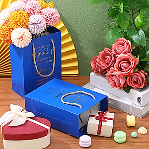 Fulmoon 50Pcs Thank You Gifts Bags Employee Appreciation Gift Bags 5.9 x 3.1 x 8.3'' Paper Bags Bulk Inspirational Gift Bags with Handle May You Be Proud Gift Bags for Coworkers Teacher (Blue)