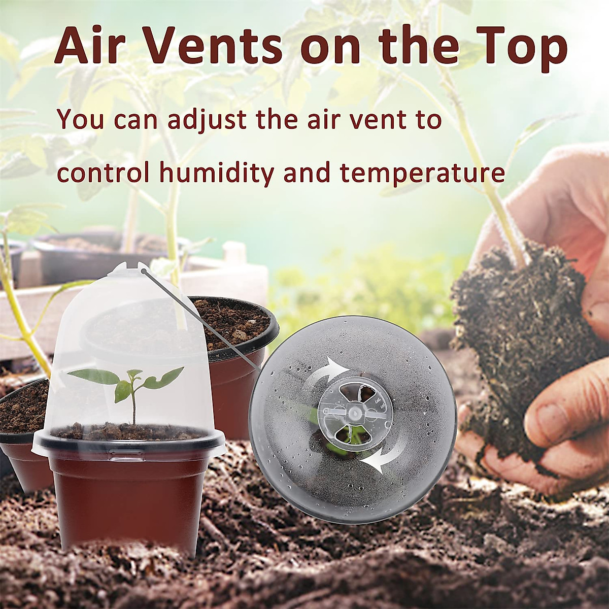 Gardenvy Plant Nursery Pots with Humidity Dome, Reusable Seed Starter Pots with Drainage Holes, Soft Transparent Plastic Gardening Cups for Seedling, 10pcs Plant Labels, 30 Sets