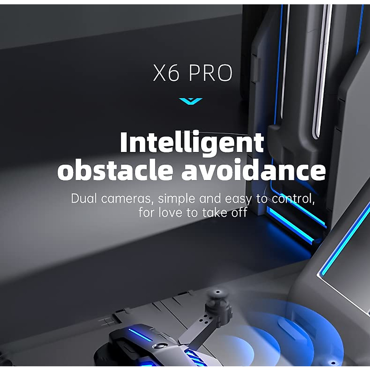 PUINGREN X6pro RC Drone With 4khd Dual Camera，Drone Altitude Hold Mode (optical Flow Location)Intelligent Obstacle Avoidance Remote Control Aircraft Toy (Single camera + 2 batter)