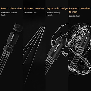 MHW-3BOMBER WDT Espresso Distribution Tool Coffee Stirrer 0.25mm Magnetic Stand Storage (8 Replacement Needle) T6026