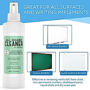 8oz Dry Erase / Chalkboard / White Board Cleaner Spray - Made in the USA - Safe, Gentle, Non-Toxic - Works with Marker, Chalk, Liquid Chalk and More - By Impresa Products