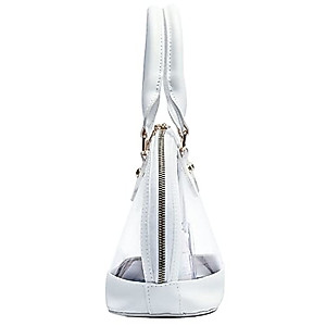KKXIU Stadium Approved Clear Crossbody Purse and Handbag Vegan Leather Concert Bag for Women (White)