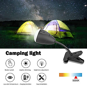 Afirst Clip on Light, LED Clamp Lamp for Desk 4400mAh, Rechargeable Flexible Dimmable Lighting Reading Study Table Lamp, 11 Inches